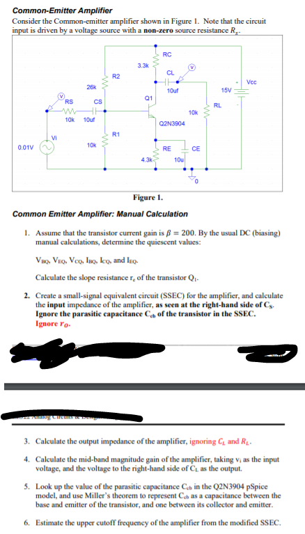 Solved Common-Emitter Amplifier Consider the Common-emitter | Chegg.com