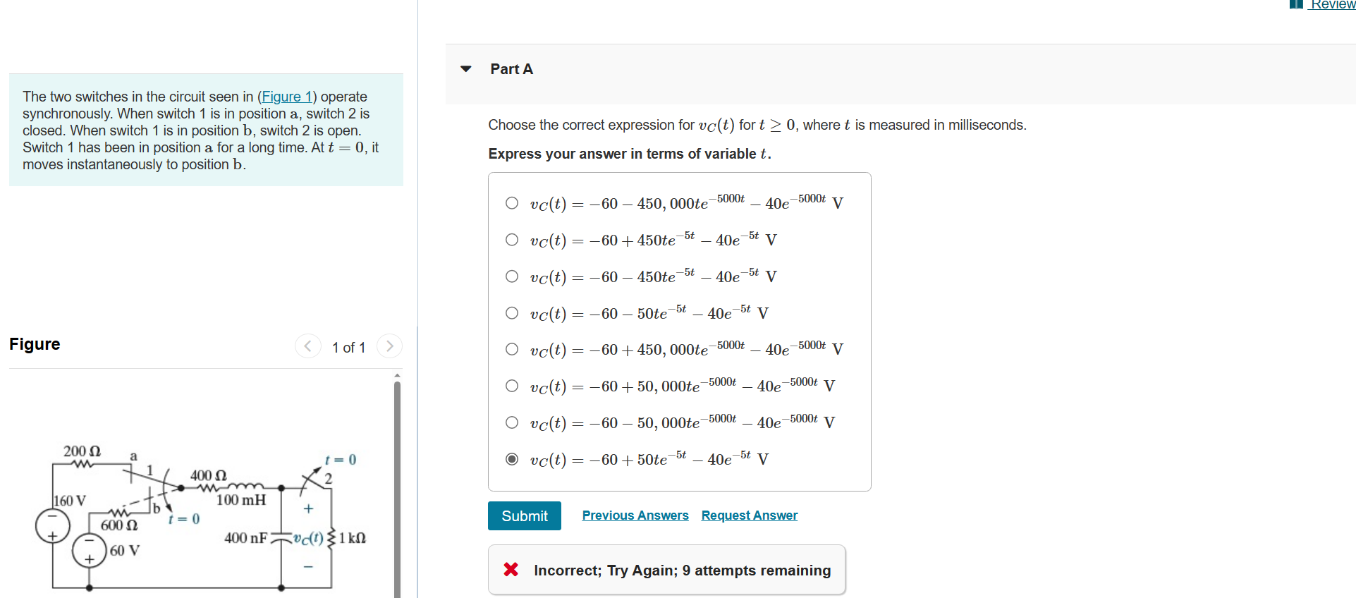 Solved The two switches in the circuit seen in (Figure 1) | Chegg.com