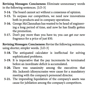 Solved Revising Messages: Conciseness: Eliminate unnecessary | Chegg.com