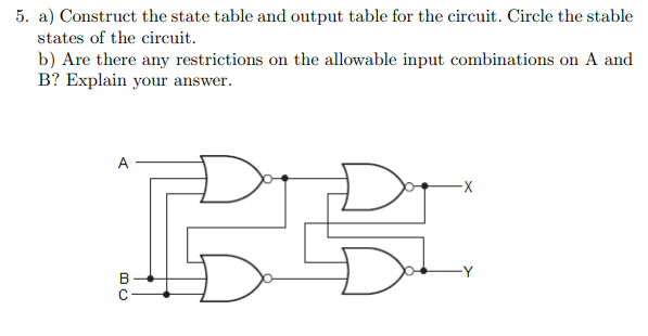 Solved 5. a) Construct the state table and output table for | Chegg.com