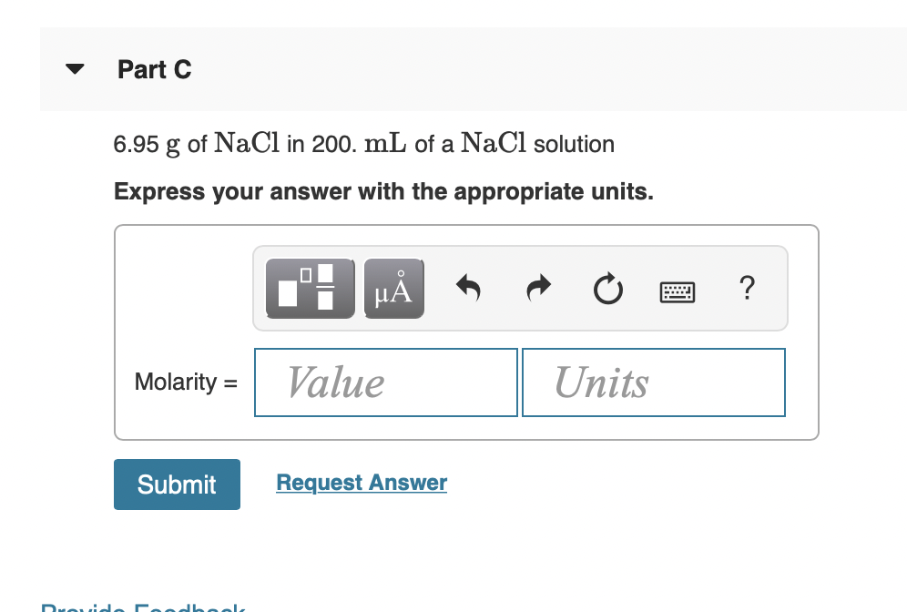 Solved Calculate the molarity of each of the following. Part | Chegg.com