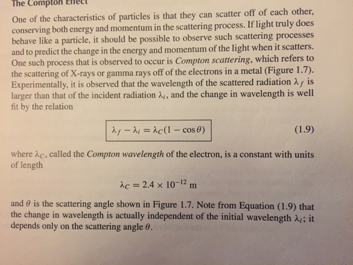 Solved Show the steps to calculate the Compton wavelength of | Chegg.com