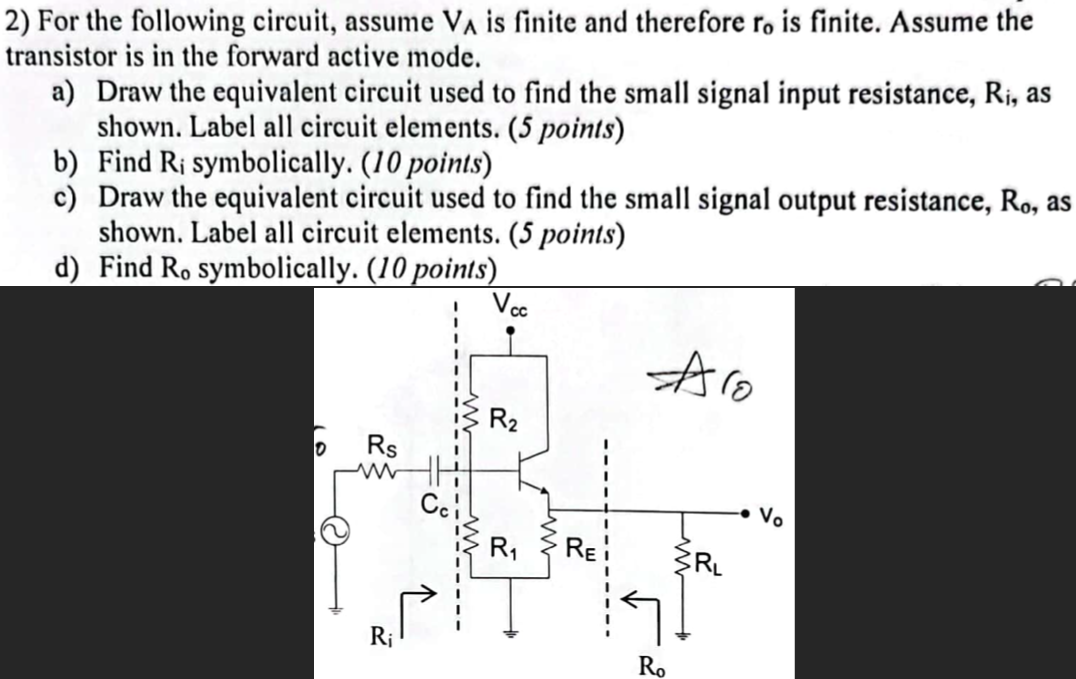 Solved 2) ﻿For the following circuit, assume \( ﻿V_{A} \) | Chegg.com