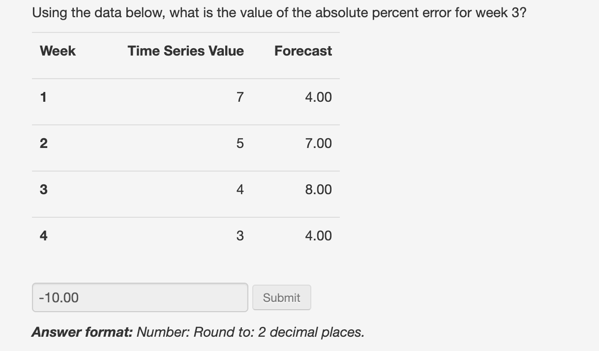 Solved Using the data below, what is the value of the | Chegg.com