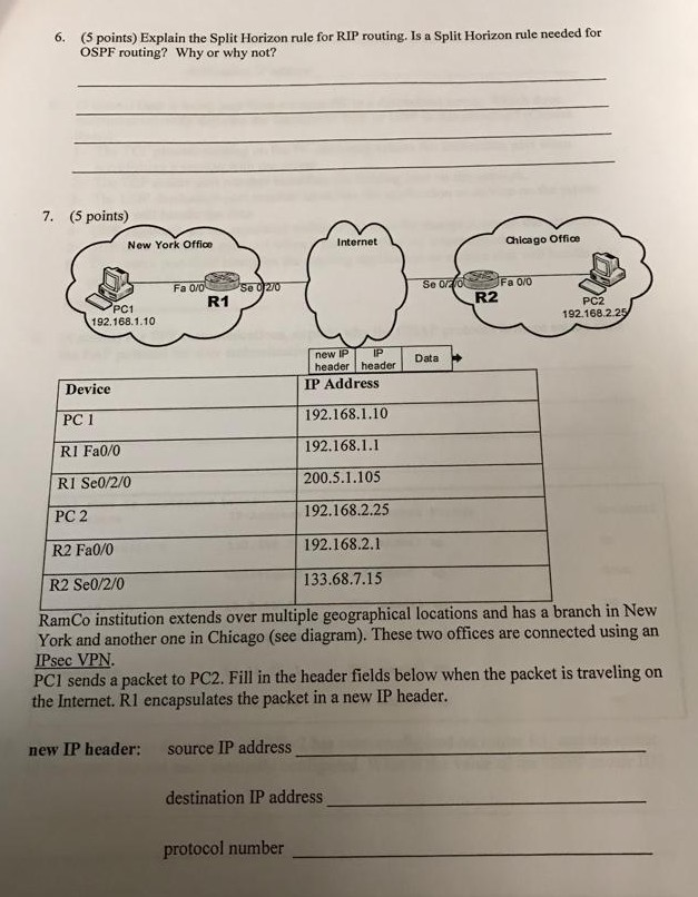 Solved 6. (S points) Explain the Split Horizon rule for RIP | Chegg.com