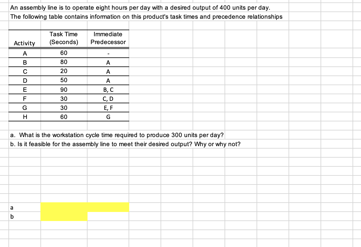 Solved An assembly line is to operate eight hours per day | Chegg.com