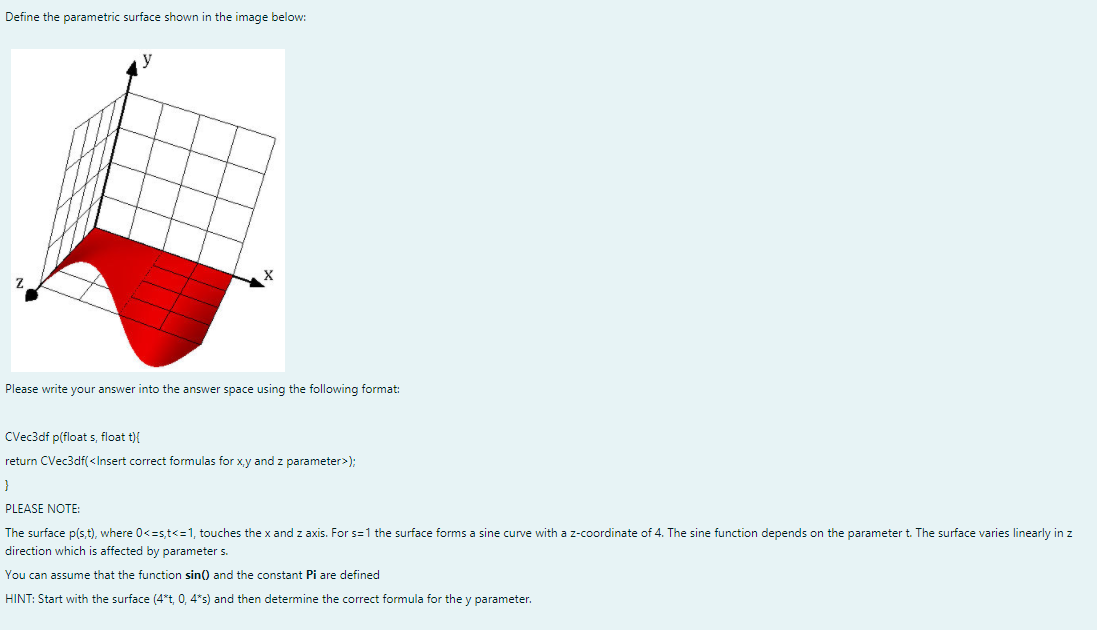 Solved Define the parametric surface shown in the image | Chegg.com