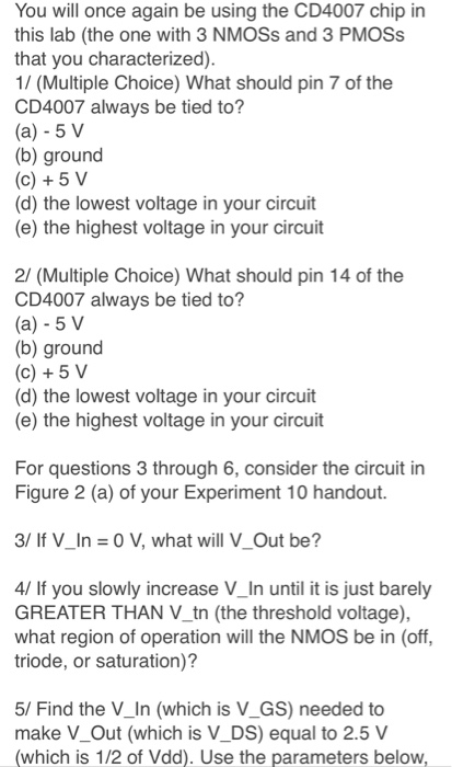 Solved You will once again be using the CD4007 chip in this | Chegg.com