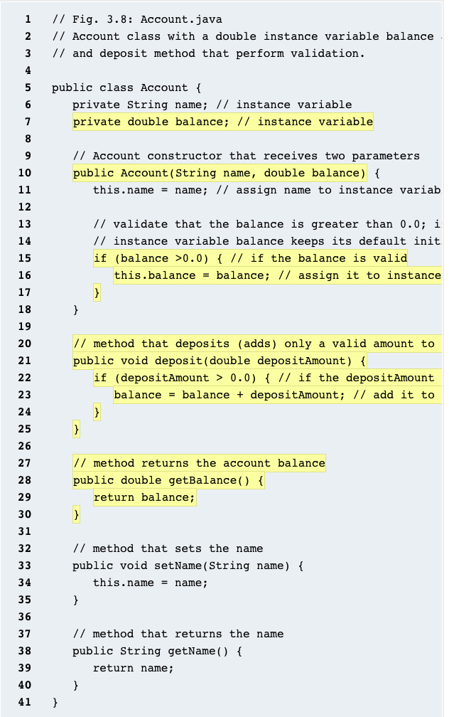 Solved Modify class Account (Fig.3.8 ) to provide a method | Chegg.com