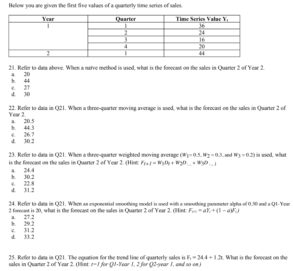 Solved Below you are given the first five values of a | Chegg.com