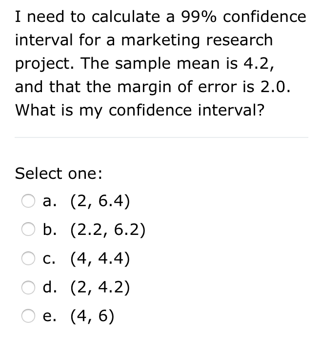 Solved I need to calculate a 99% confidence interval for a | Chegg.com