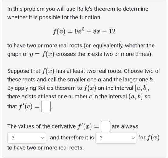 Solved In this problem you will use Rolle's theorem to | Chegg.com