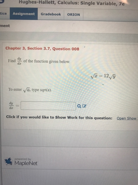 Solved Hughes-Hallett, Calculus: Single Variable, 7e tice | Chegg.com