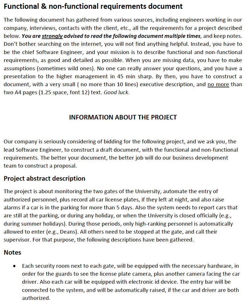 Solved Functional & non-functional requirements document The | Chegg.com