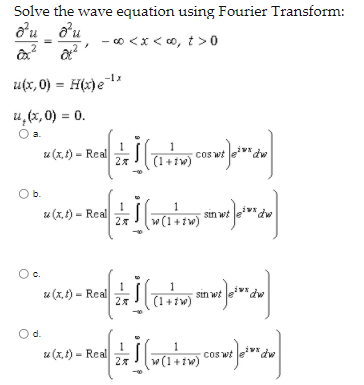 Solved Solve the wave equation using Fourier Transform: du | Chegg.com