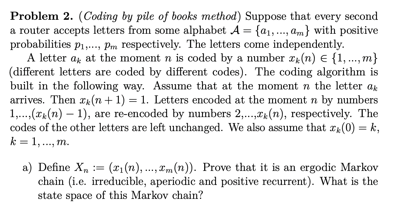 ,m} ,..., Problem 2. (Coding by pile of books method) | Chegg.com