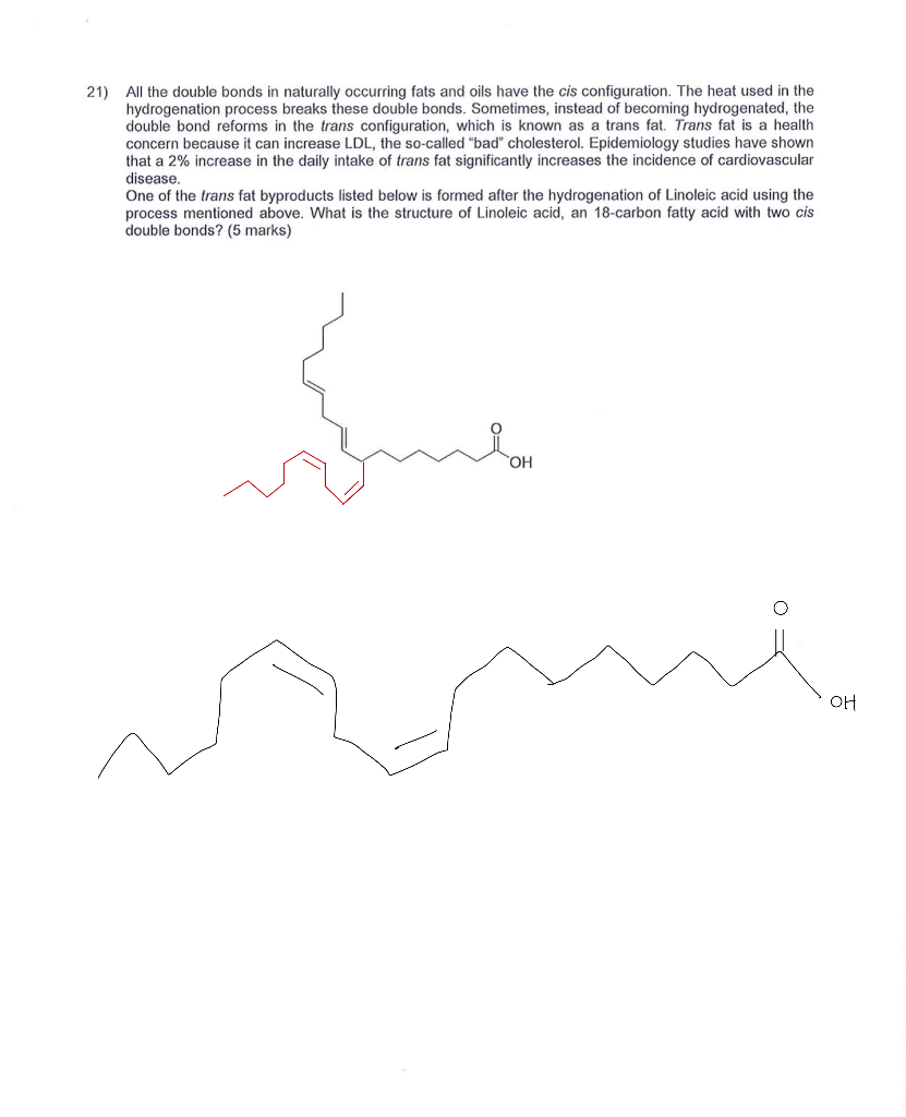 21) All the double bonds in naturally occurring fats | Chegg.com