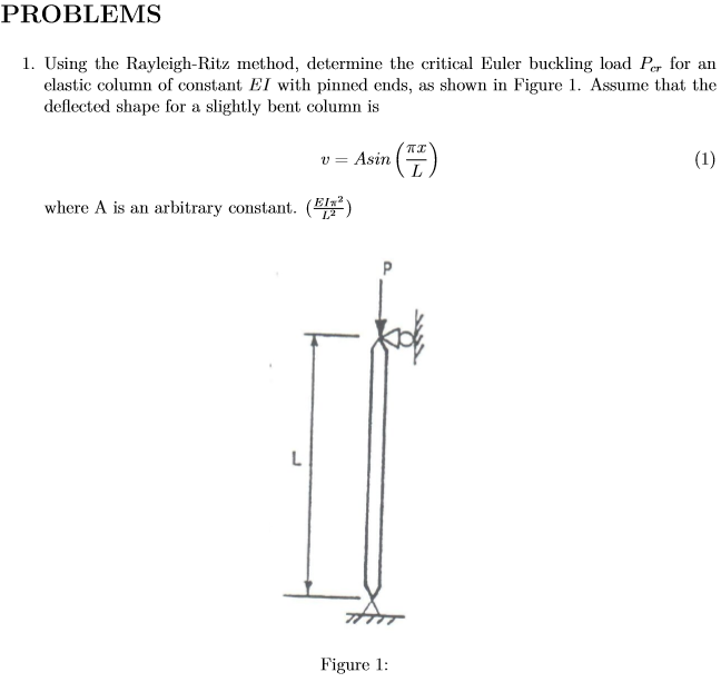 Solved PROBLEMS 1. Using the Rayleigh-Ritz method, determine | Chegg.com