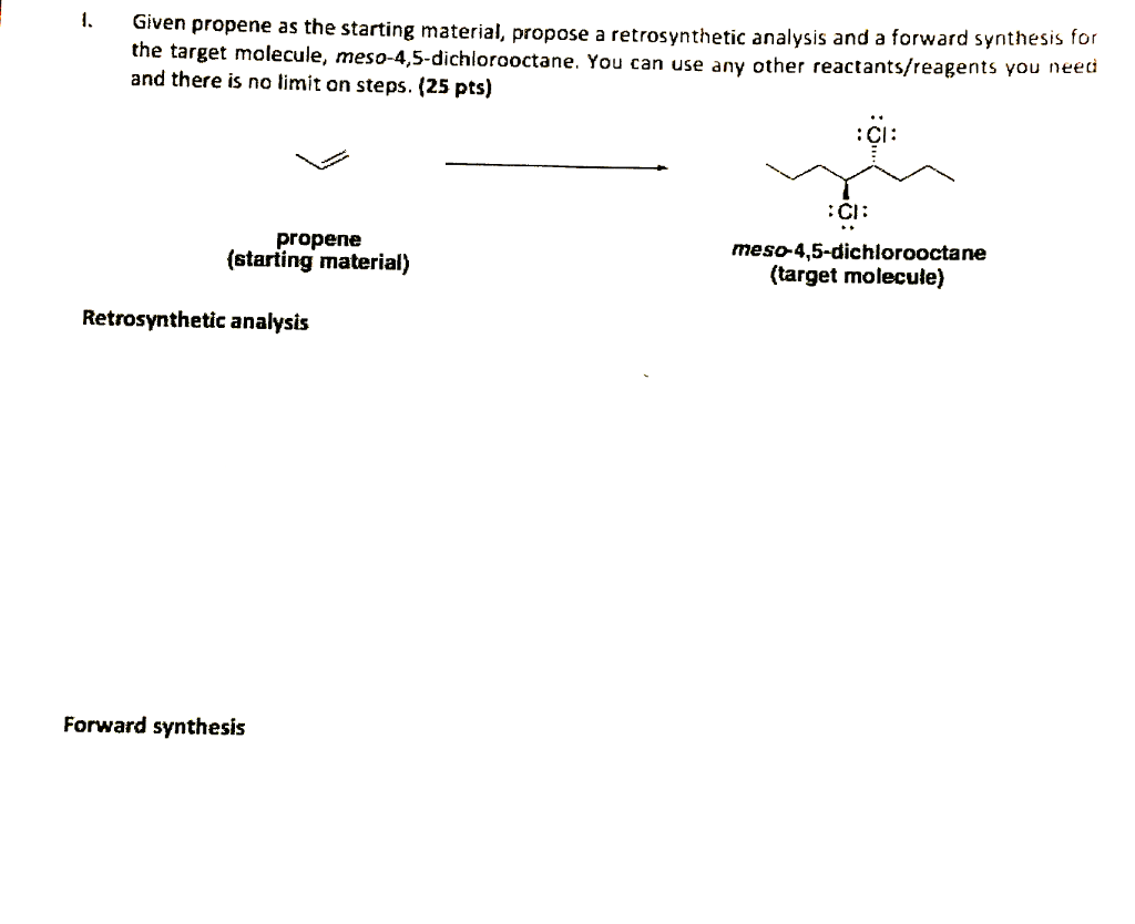 Solved i. Given propene as the starting material, propose a | Chegg.com