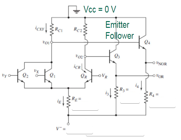 Solved Design an ECL OR/NOR circuit meeting the following | Chegg.com