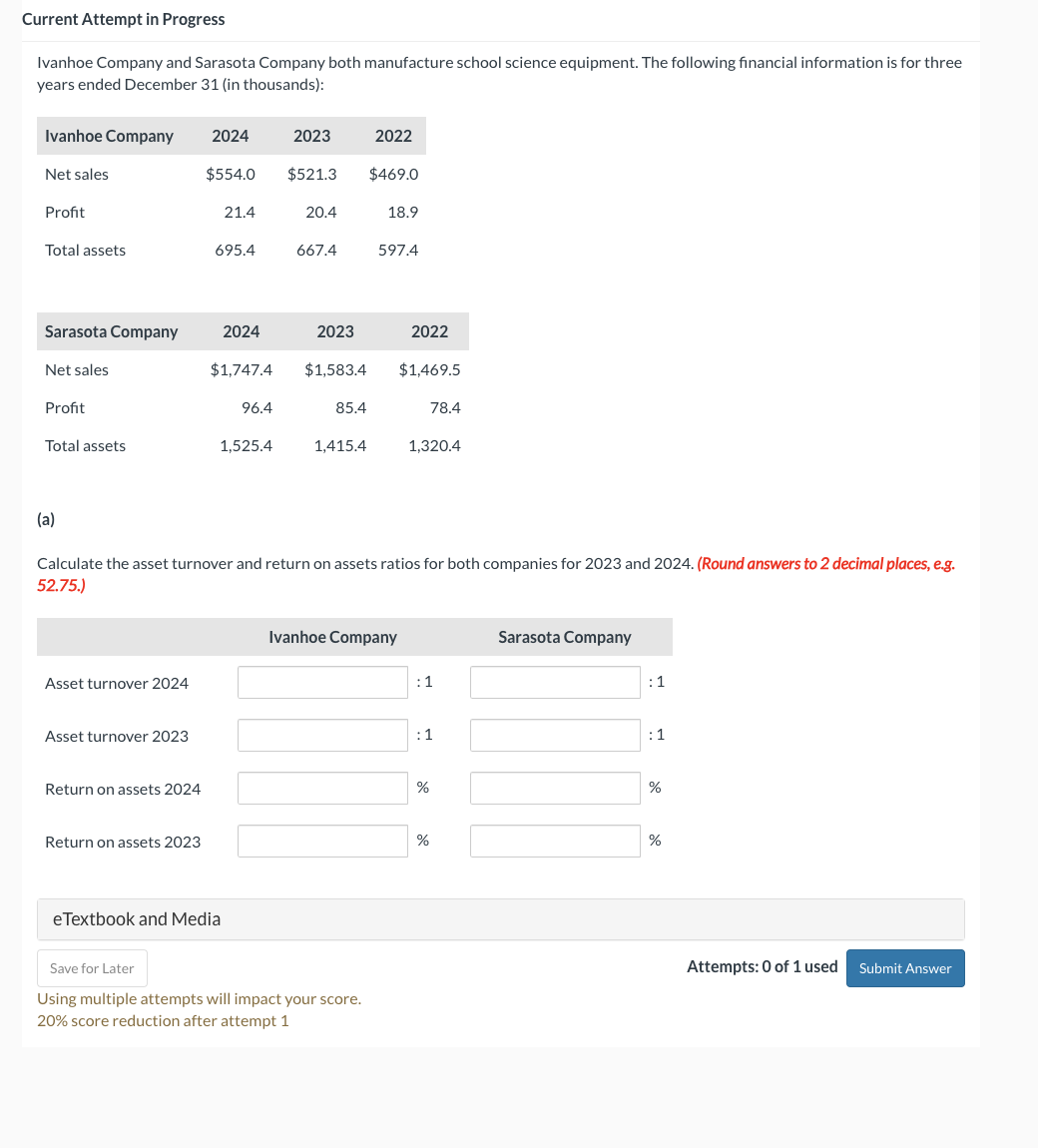 Solved Current Attempt in ProgressIvanhoe Company and | Chegg.com