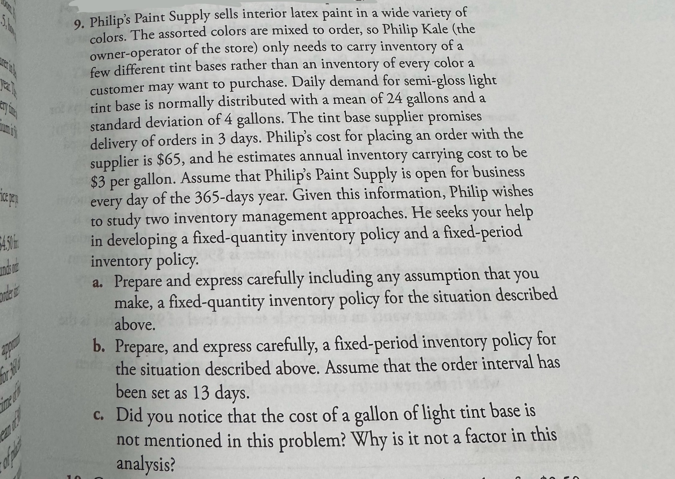 Solved 9. Philip's Paint Supply sells interior latex paint | Chegg.com