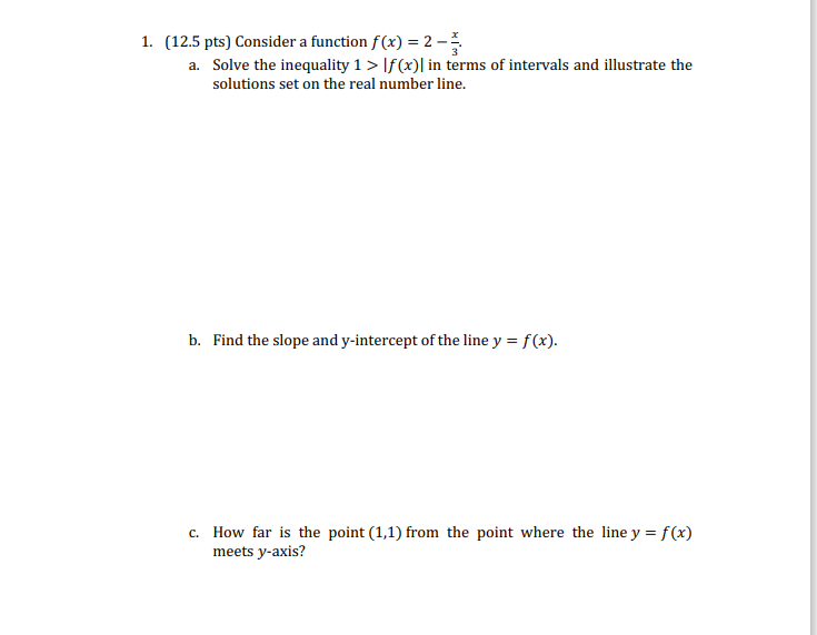 Solved 1. (12.5 pts) Consider a function f(x)=2−3x. a. Solve | Chegg.com
