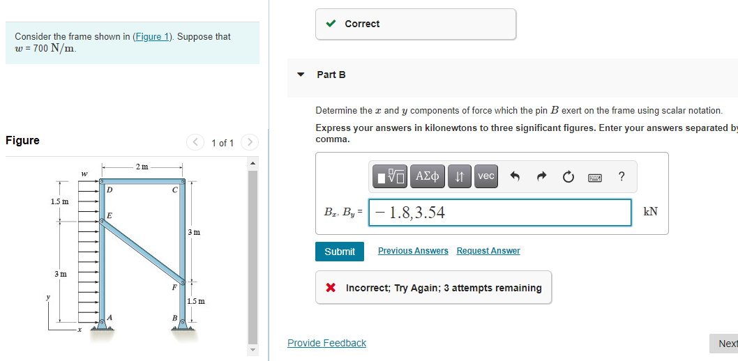 Solved Correct Consider The Frame Shown In Figure 1
