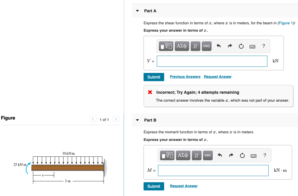 Solved Part A Express the shear function in terms of x, | Chegg.com Solved Part A Express the shear function in terms of x, | Chegg.com