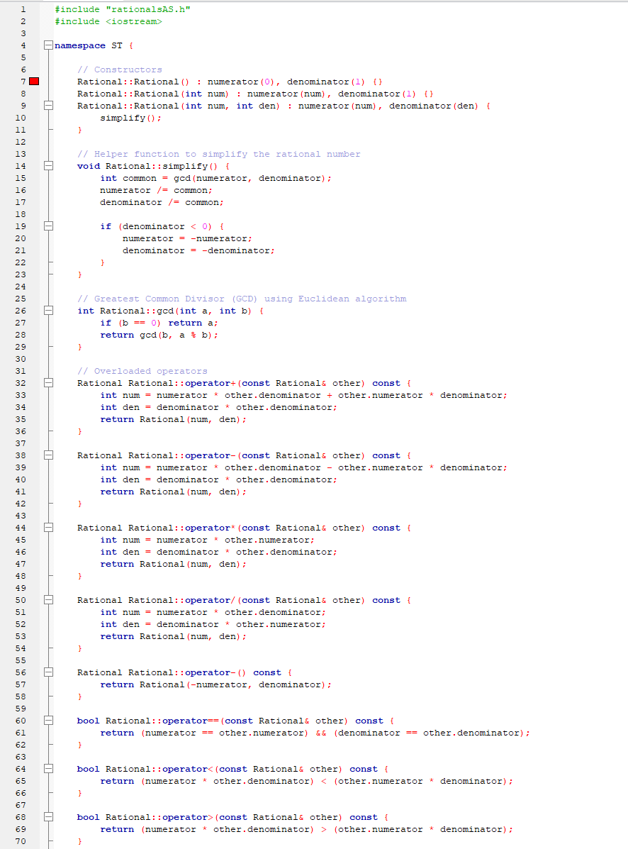 Solved I need to write a rational number class program with | Chegg.com