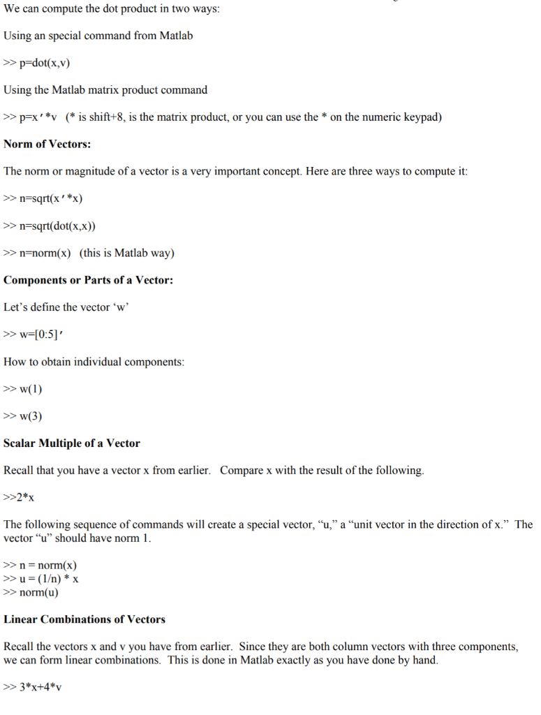 Solved Vectors There are several ways to enter vectors; the | Chegg.com