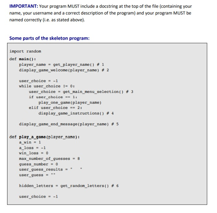 Solved IMPORTANT: Your program MUST include a docstring at | Chegg.com
