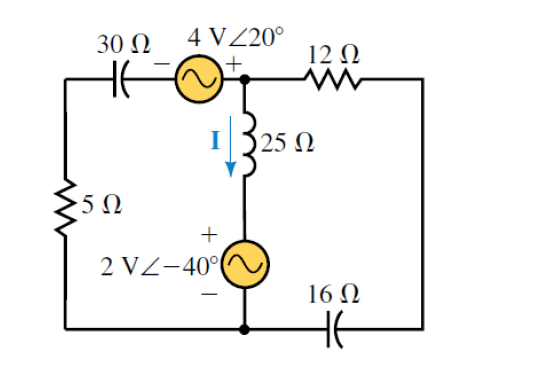 Solved 30 Ω 4 VZ20° 12 Ω Ι 525 Ω 25 5 Ω + 2 VZ-40° ( 16 Ω HE | Chegg.com