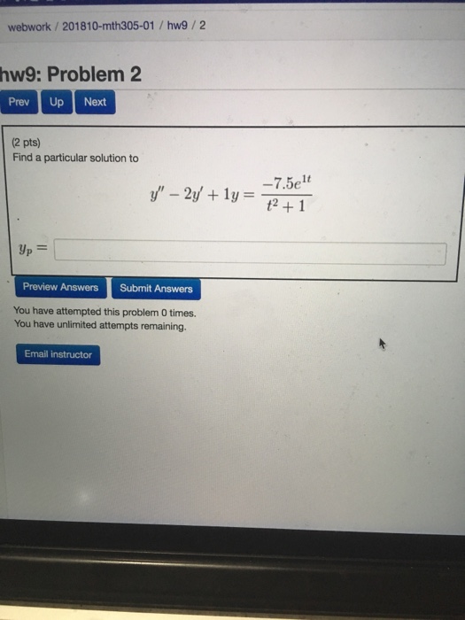 Solved webwork/201810-mth305-01/hw9/2 hw9: Problem 2 Prev Up | Chegg.com Solved webwork/201810-mth305-01/hw9/2 hw9: Problem 2 Prev Up | Chegg.com