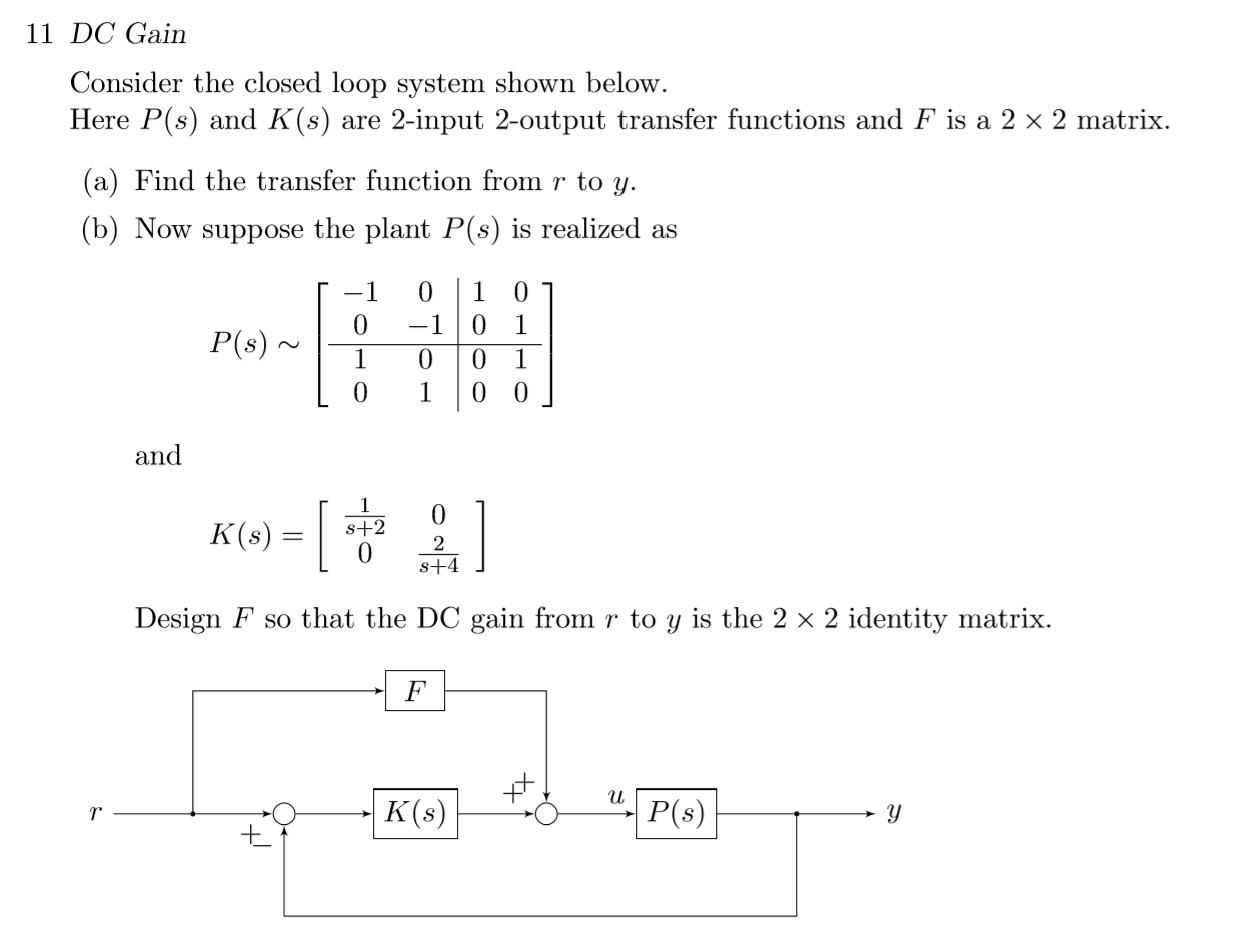 11 DC Gain Consider the closed loop system shown | Chegg.com