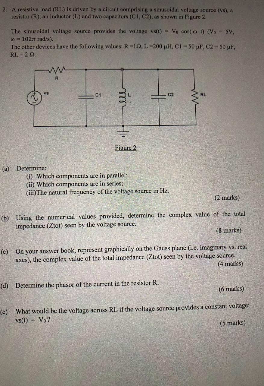Solved 2. A resistive load (RL) is driven by a circuit | Chegg.com