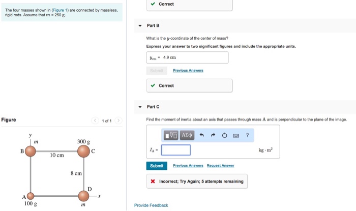 Solved Correct The four masses shown in (Figure 1) are | Chegg.com