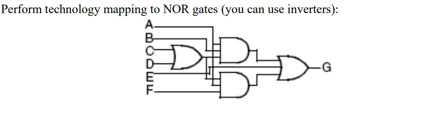 Solved Perform technology mapping to NOR gates (you can use | Chegg.com