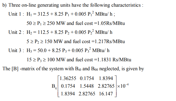 Solved 1. Obtain the optimal dispatch neglecting the losses | Chegg.com