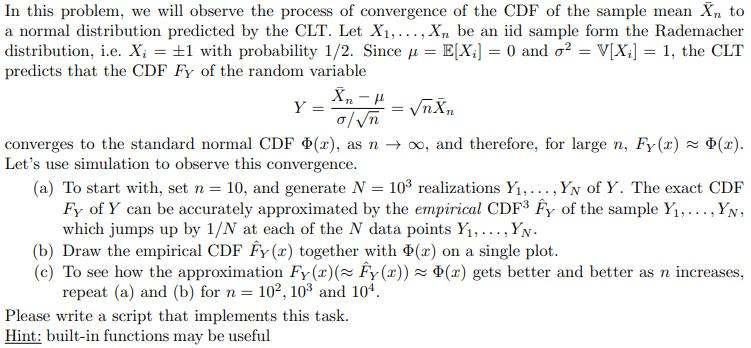 In this problem, we will observe the process of | Chegg.com