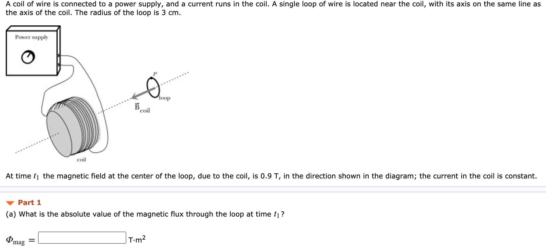 Solved A coil of wire is connected to a power supply, and a | Chegg.com