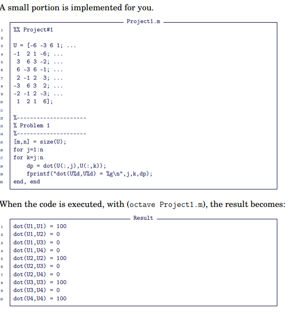 Solved Project #1: Orthogonal projection Implement a | Chegg.com