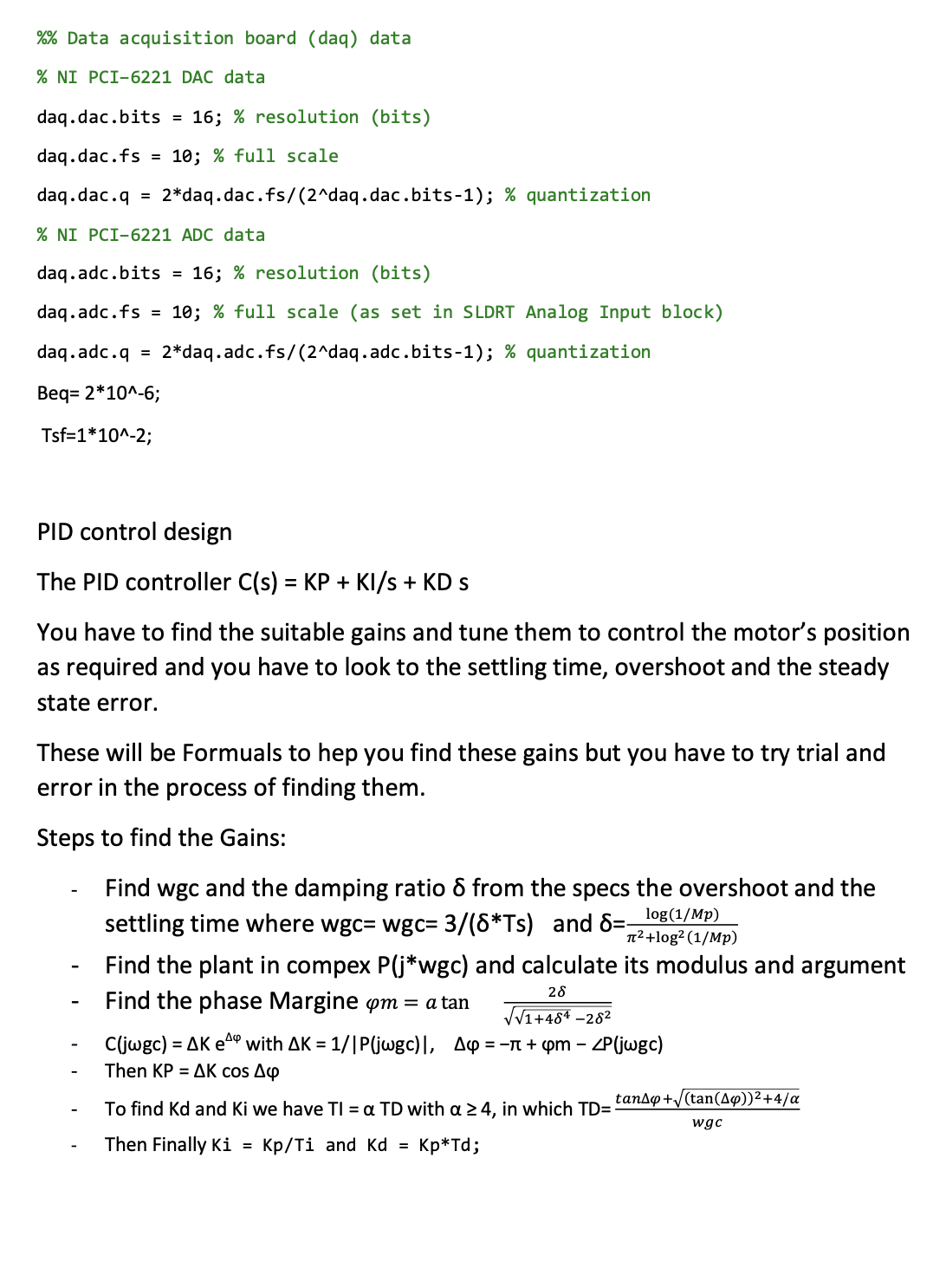 Solved The goal of this project is to design a position PID | Chegg.com
