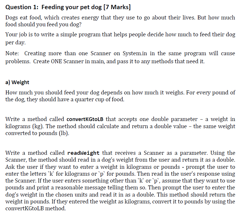 Solved Question 1: Feeding your pet dog [7 Marks] Dogs eat | Chegg.com