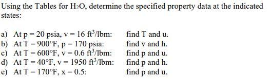 Solved Using the Tables for H2O, determine the specified | Chegg.com