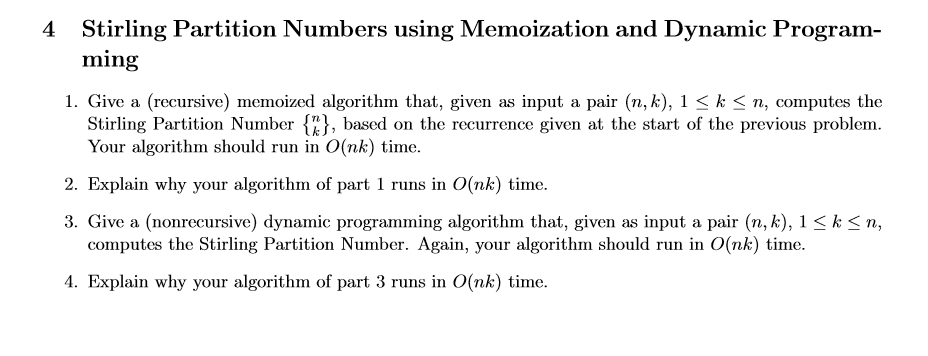 3 Stirling Partition Numbers: Run-time Analysis | Chegg.com