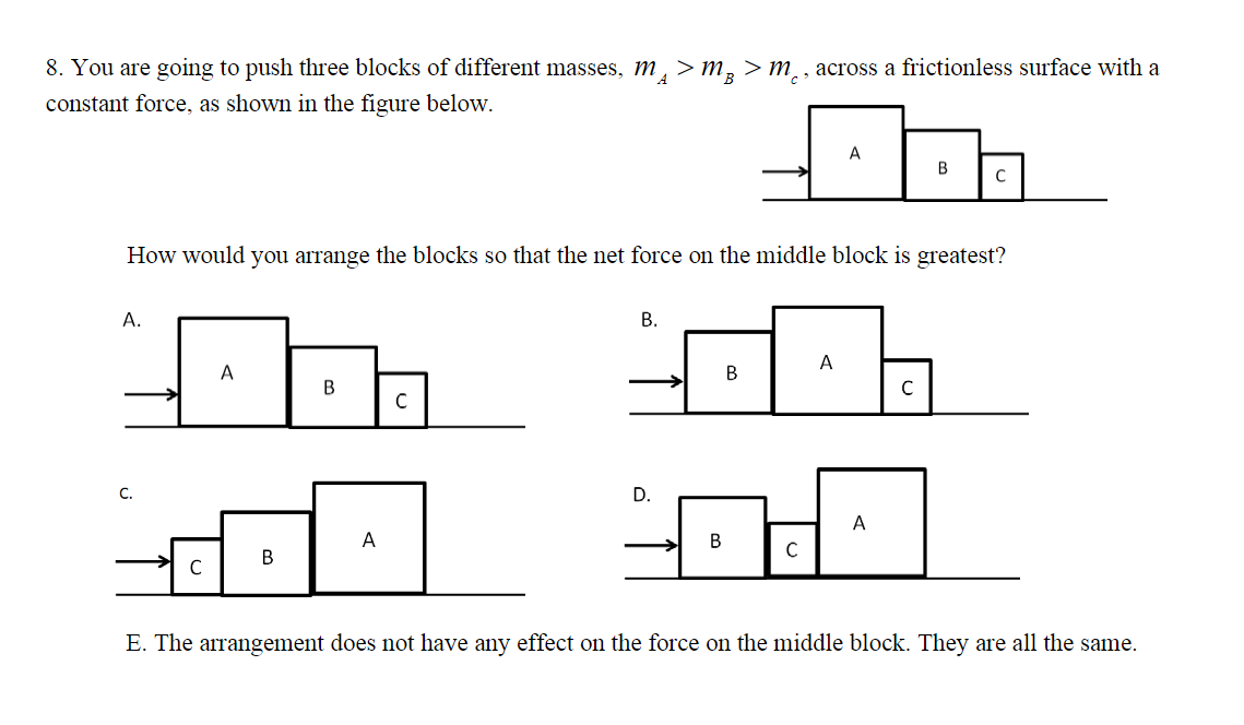 Solved You are going to push three blocks of different | Chegg.com