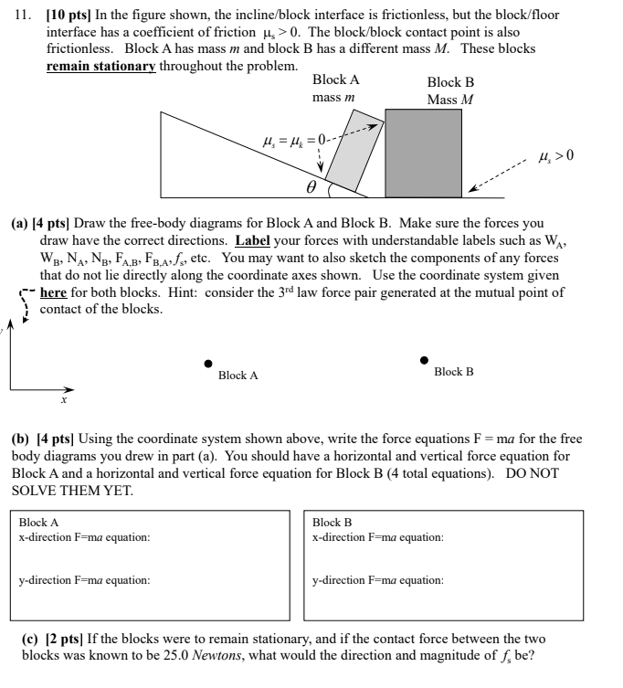 Solved In the figure shown, the incline/block interface is | Chegg.com
