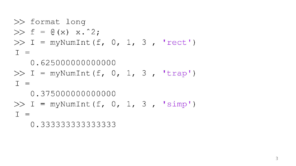 Solved Numerical Integration Write a function with header | Chegg.com