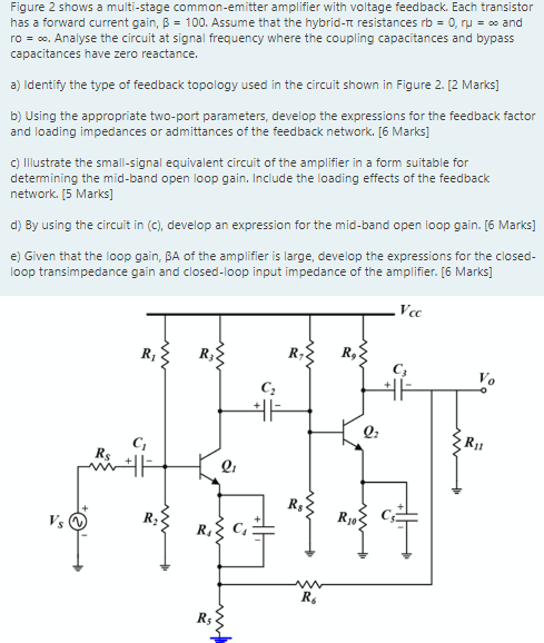 Figure 2 shows a multi-stage common-emitter amplifier | Chegg.com